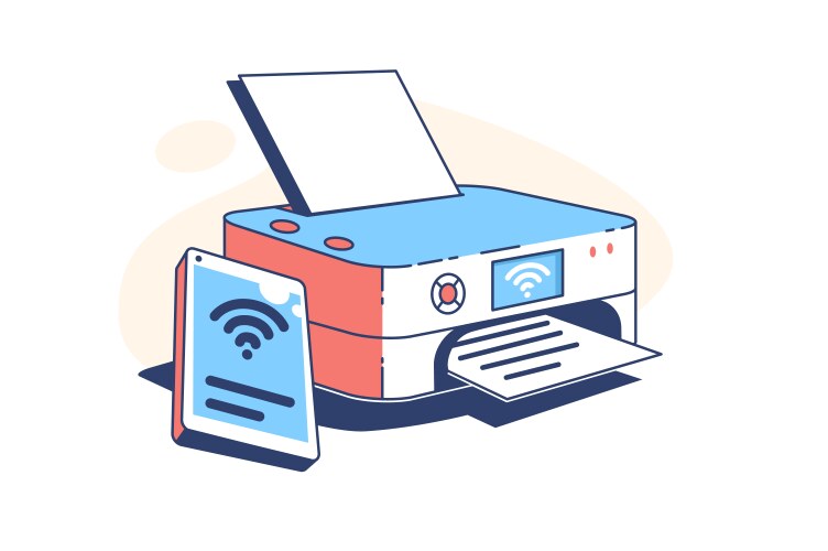 Work laminator machine cartoon Royalty Free Vector Image