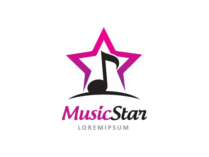 Music star logo symbol or icon template Royalty Free Vector