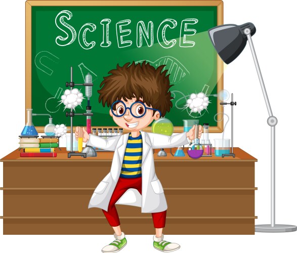 Classroom scene with girl and lab equipments Vector Image