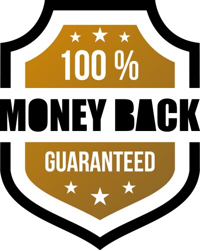 Creative 100 money back guaranteed gold icon Vector Image