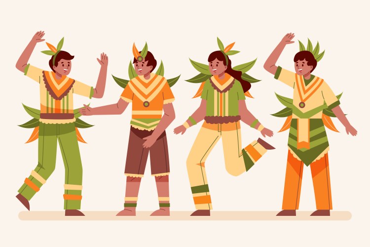 Flat brazilian carnival characters collection Vector Image