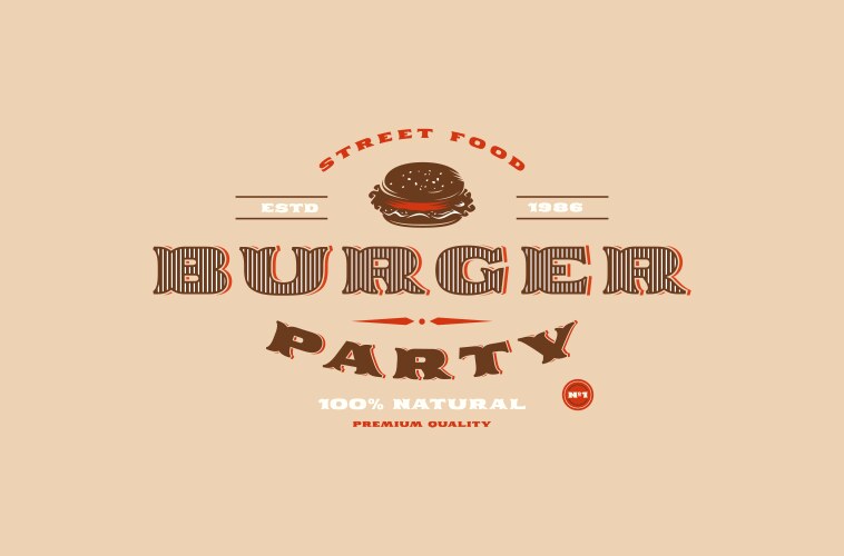 Burger line template snack bar emblem Royalty Free Vector