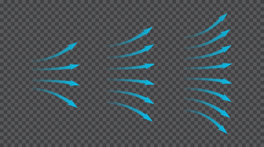 Air flow set of blue arrows showing direction Vector Image