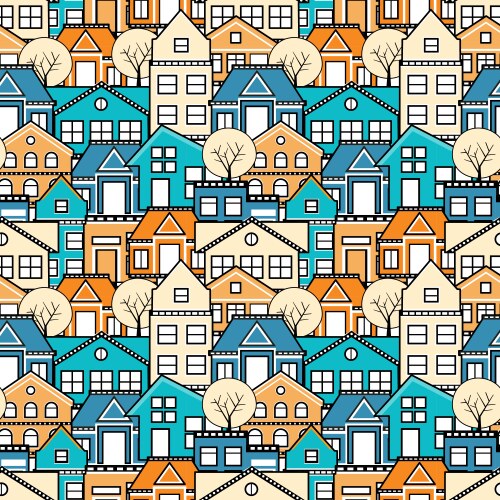 Houses seamless pattern Royalty Free Vector Image