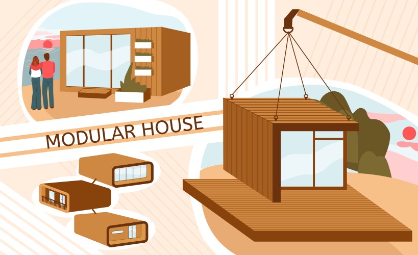 Modular house construction composition Royalty Free Vector Modular house construction composition Royalty Free Vector