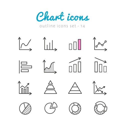 Flat icons basic flowchart diagram Royalty Free Vector Image