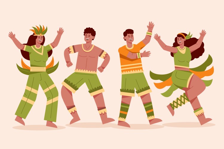 Flat brazilian carnival characters collection Vector Image