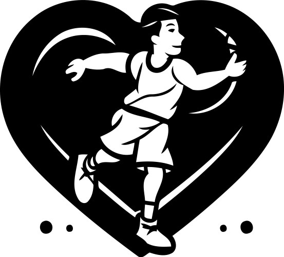 Basketball player with ball in heart shape sport Vector Image