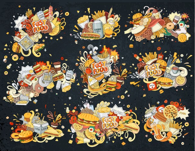 Quick nutritious snacks for lunch food and drinks Vector Image