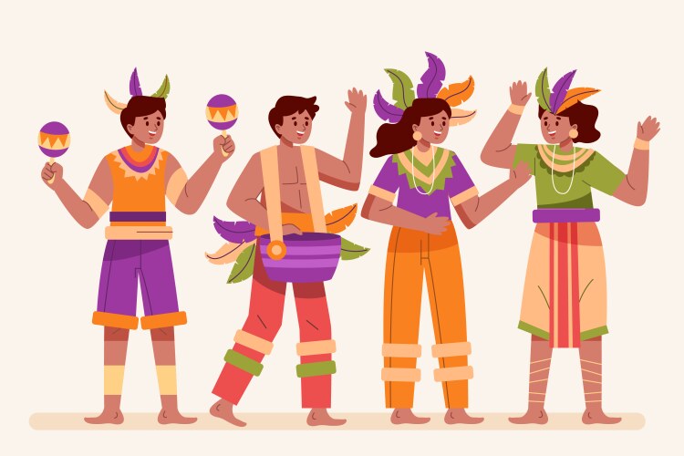 Flat brazilian carnival characters collection Vector Image