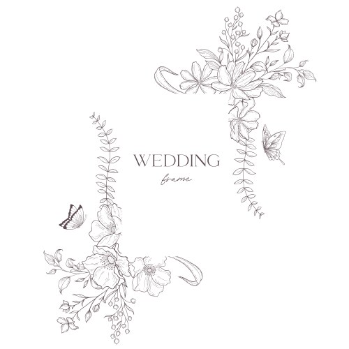 Line art wedding frame Royalty Free Vector Image
