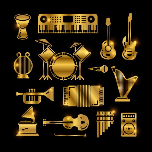 Abstract golden music notes seamless pattern Vector Image