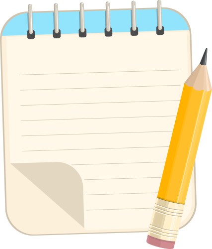 Notebook and pen Royalty Free Vector Image - VectorStock