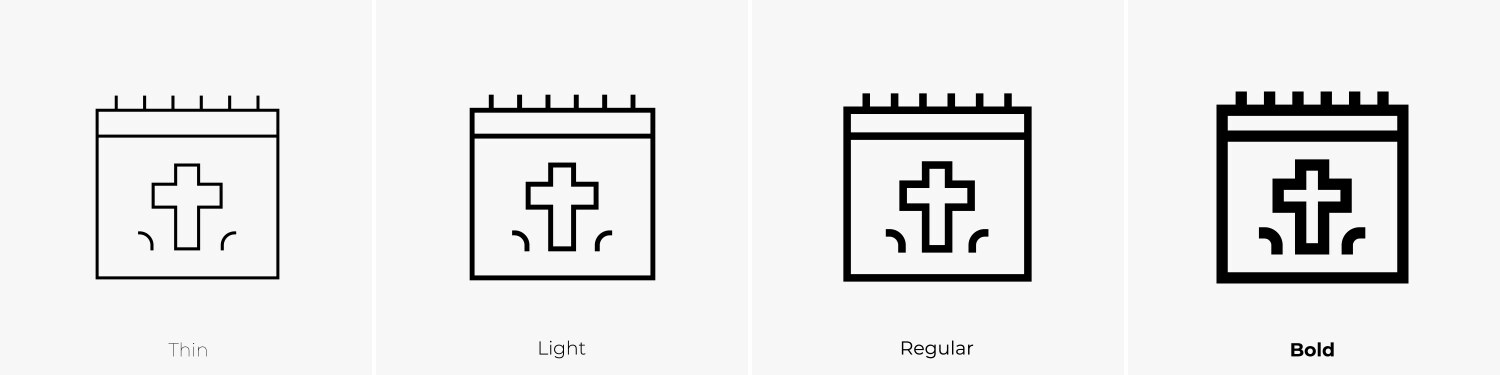 Christian cross icon thin light regular and bold Vector Image