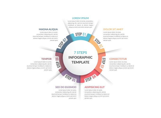 Circular infographics business diagram with 7 Vector Image
