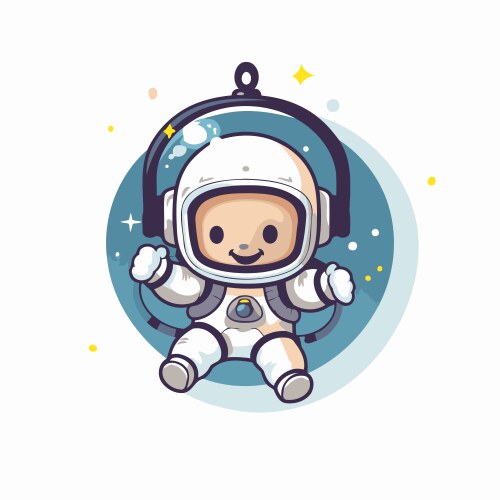 Cute astronaut in space suit flat style Royalty Free Vector