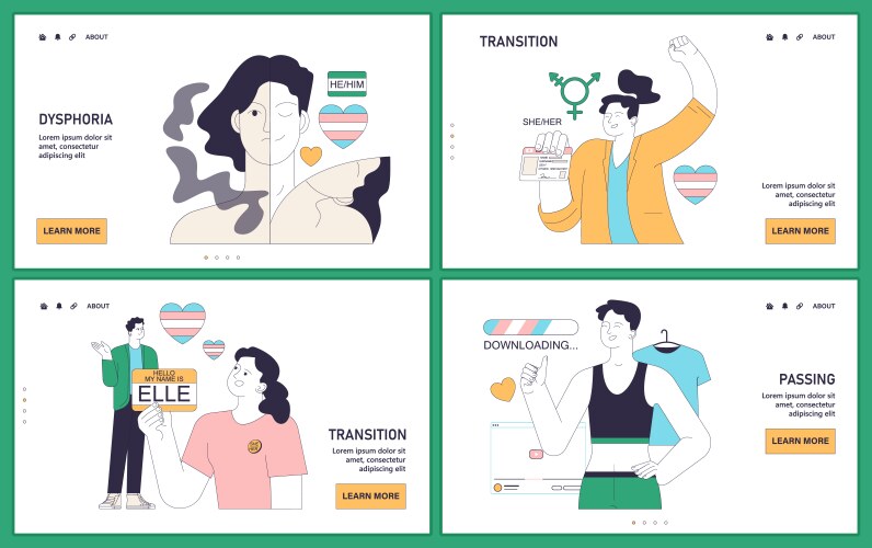 Gender transition process set gender-affirming Vector Image