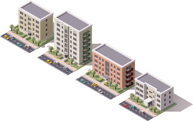 Isolated isometric buildings 2 Royalty Free Vector Image
