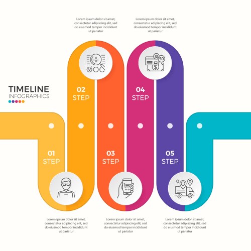 5 steps timeline infographic template with arrows Vector Image