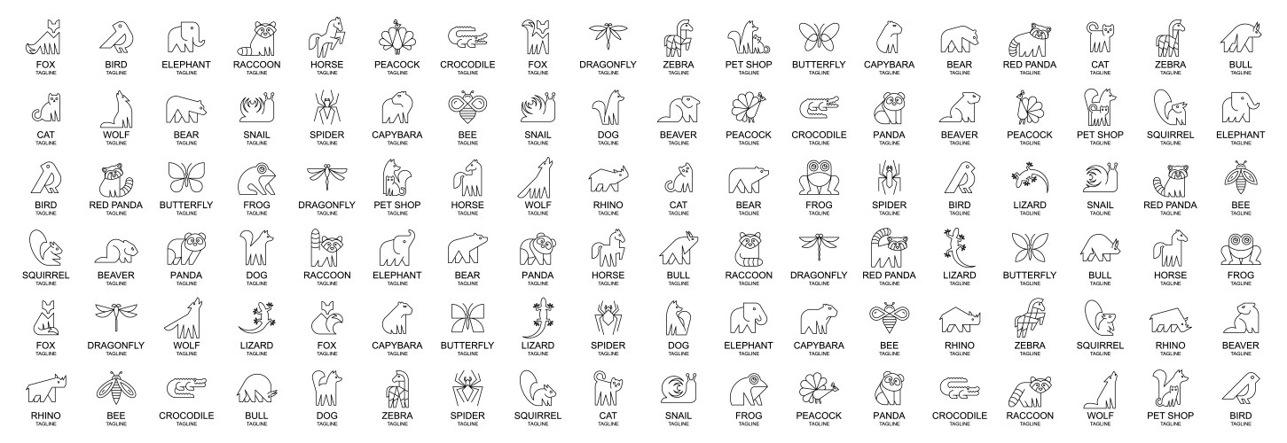 Animals logos collection Royalty Free Vector Image
