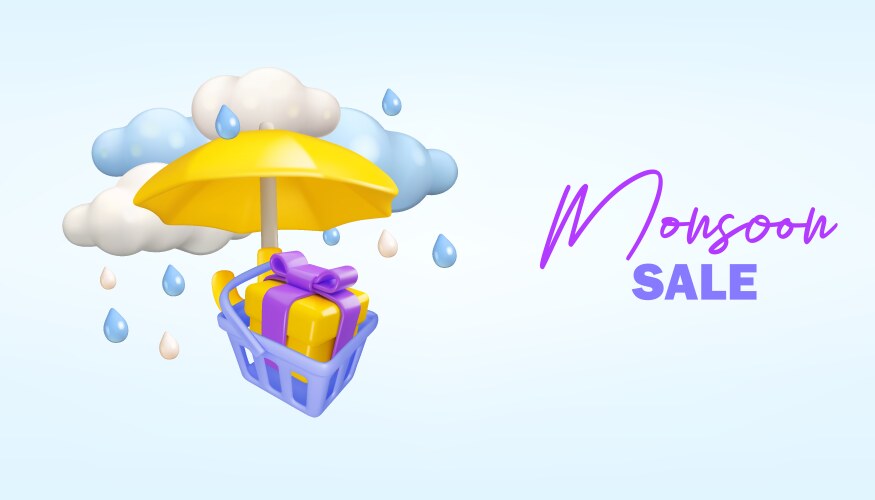 Monsoon season social media template flat cartoon Vector Image