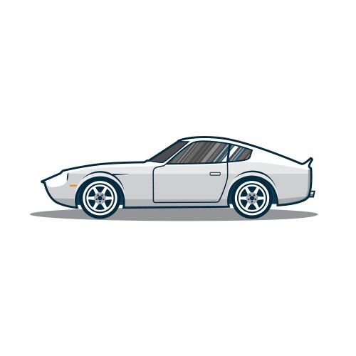 Cartoon japan tuned car on red sun background Vector Image