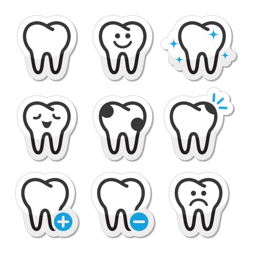 Tooth icons set Royalty Free Vector Image - VectorStock