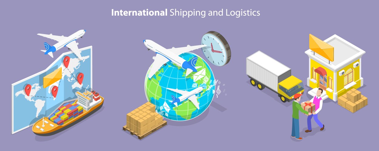 Flat isometric concept of global logistics Vector Image