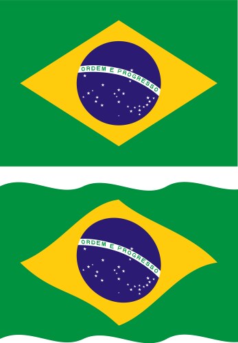 Flat and waving brazilian flag Royalty Free Vector Image