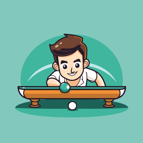 Cartoon boy playing billiards Royalty Free Vector Image