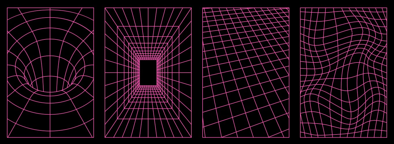 Geometry wireframe grid backgrounds in neon pink Vector Image