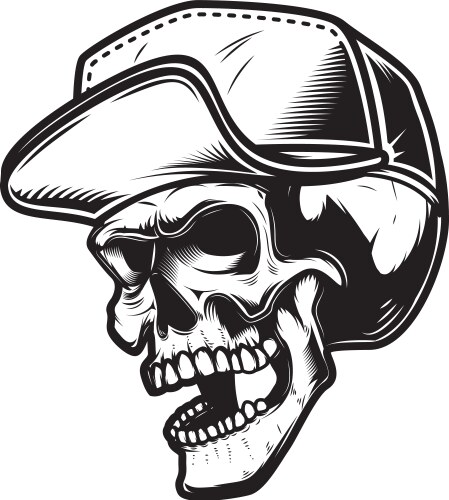 Sketchy skull with cap and bandanna Royalty Free Vector
