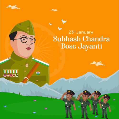 Subhash chandra bose jayanti banner design Vector Image