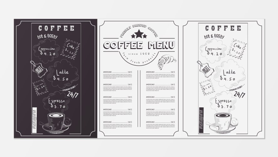 Coffee Shop Menu Mockup Royalty Free Vector Image