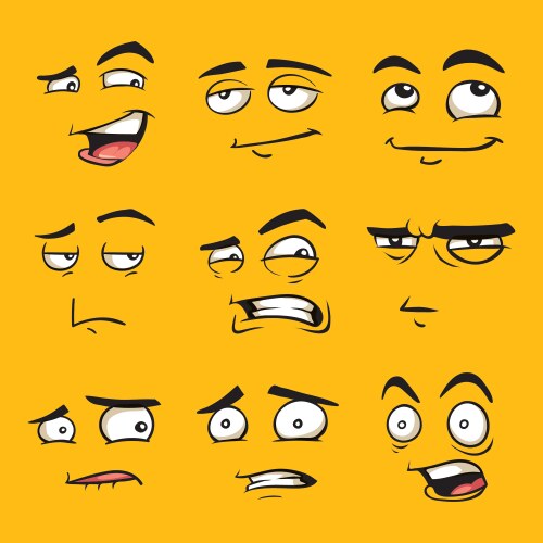 Cartoon faces funny face expressions caricature Vector Image