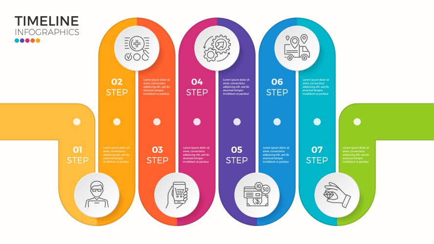 Abstract infographic design 7 steps Royalty Free Vector