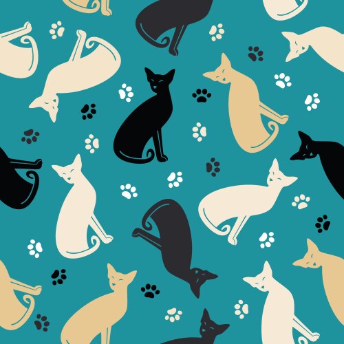 Seamless pattern with colorful cats Royalty Free Vector