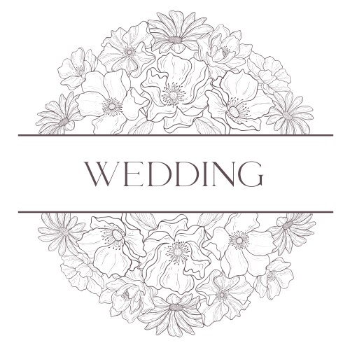 Line art wedding frame Royalty Free Vector Image