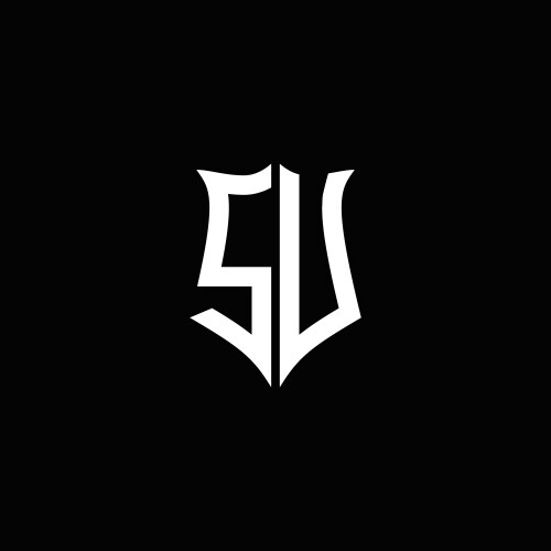 Su logo monogram with sword element ribbon design Vector Image