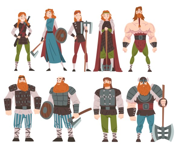 Cartoon vikings set Royalty Free Vector Image - VectorStock