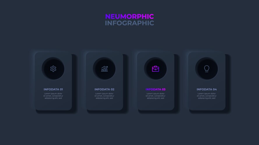 Neumorphic infographic cycle diagrams Royalty Free Vector
