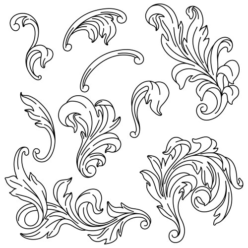 Decorative floral frame in baroque style engraved Vector Image