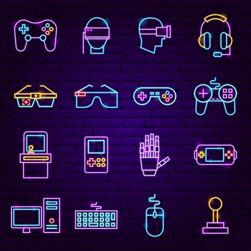 Game console neon sign Royalty Free Vector Image