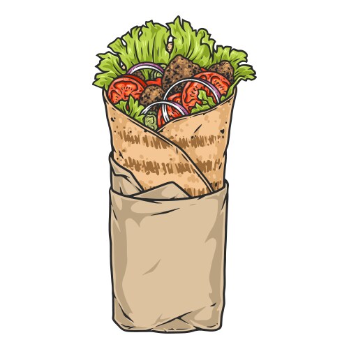 Doner kebab label colorful detailed Royalty Free Vector