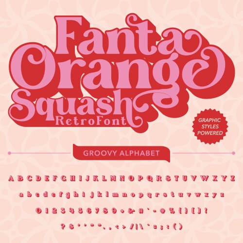 Groovy retro vintage display bold font alphabet Vector Image