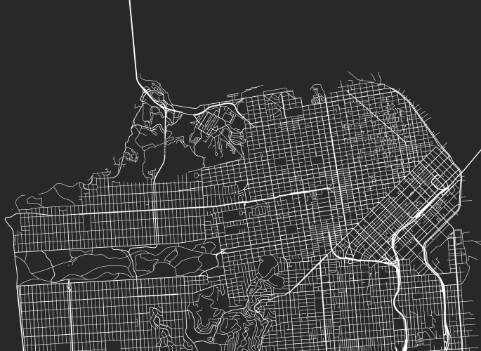 San francisco city plan detailed map Royalty Free Vector