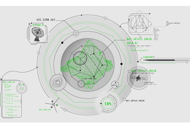 Futuristic hud interface for planetary geological Vector Image