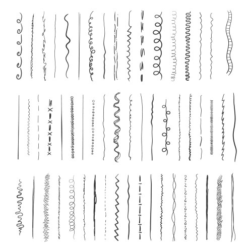 Hand drawn line border set Royalty Free Vector Image