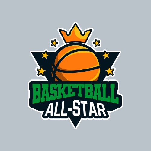 All star basketball sports logo emblem Royalty Free Vector