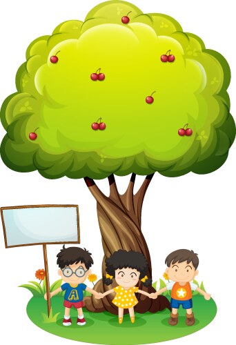 Girls reading under tree Royalty Free Vector Image